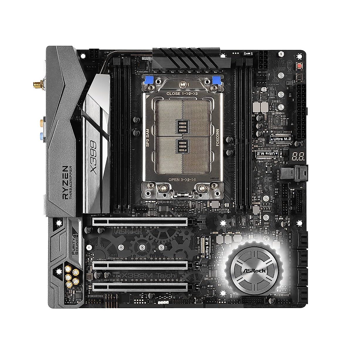 ASRock Socket TR4/ AMD X399/ DDR4 Wi-Fi/A&2GbE/ MicroATX Motherboard (X399M TAICHI)