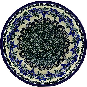 Polish Pottery Bowl 6-inch made by Ceramika Artystyczna (Blue Violets Theme)