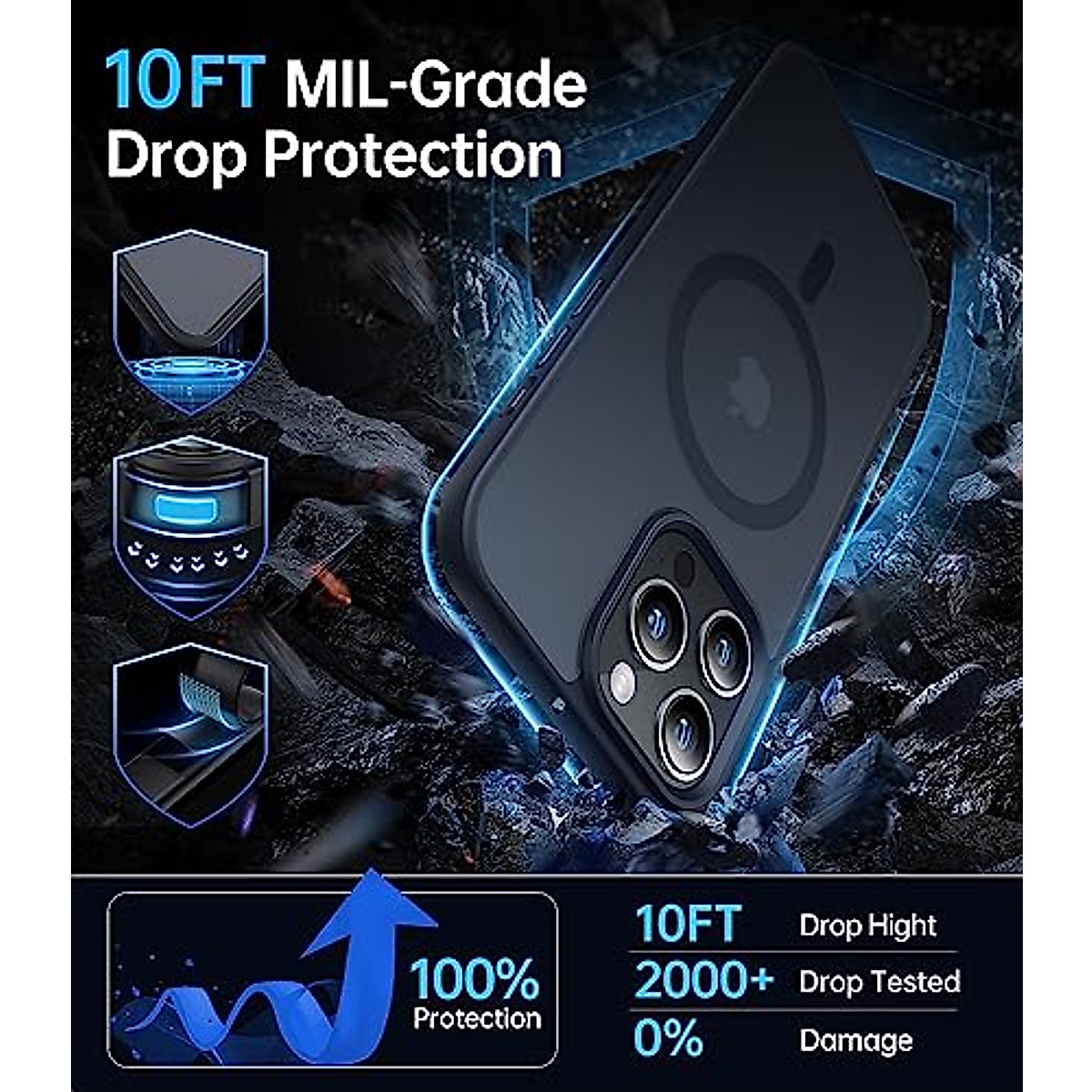 Kocanasi 𝗡𝗘𝗪 Magnetic for iPhone 13 Pro Max Case [Compatible with MagSafe] [10FT Military Grade Drop Tested] Slim Translucent Matte Case for iPhone 13 Pro Max Phone Case, Black (6.7")