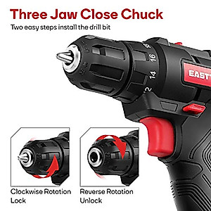 Eastvolt 20V Max Cordless Power Drill Driver Kit & Home Tool Kit, Max 310in.lbs. 18+1 PoisitionTorque Drill For Metal, Wood, Plastics, 168 Pieces tool with case For General Household (EVCD168S)