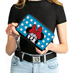 Buckle-Down Women's PU Zip Around Wallet Rectangle-Minnie Mouse, 7.5"x4.5"