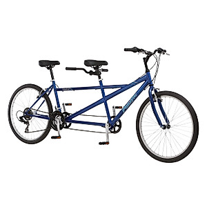 Pacific Dualie Adult Tandem Cruiser Bike, Two-Rider Bicycle for Men and Women, 26-Inch Wheels, 21-Speed, Linear Pull Brakes, Blue