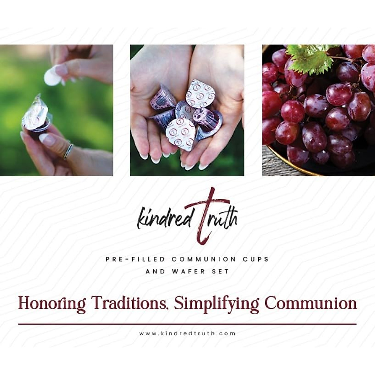 Easy Open 50 Count Pre-filled Communion Cups and Wafer Set by Kindred Truth with Communion Bread and Juice Included - by Kindred Truth