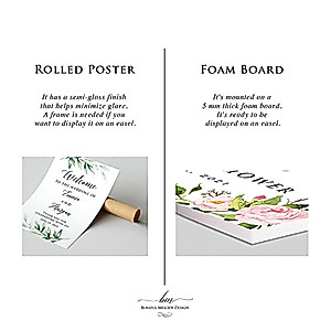 Personalized Greenery Bridal Shower Welcome Sign, Customized Baby Shower Baptism Celebration Welcome Board, Large Custom Poster