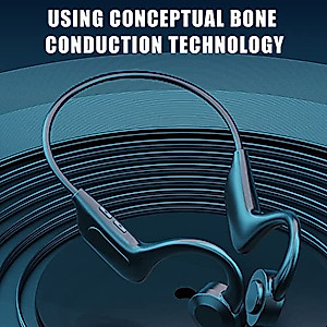 BD&M Wireless Bluetooth Open-Ear Headphones Waterproof Headset Microphone Hanging Earphone Bone Conduction Built-in with Mic for Sports Workouts and Running, Black