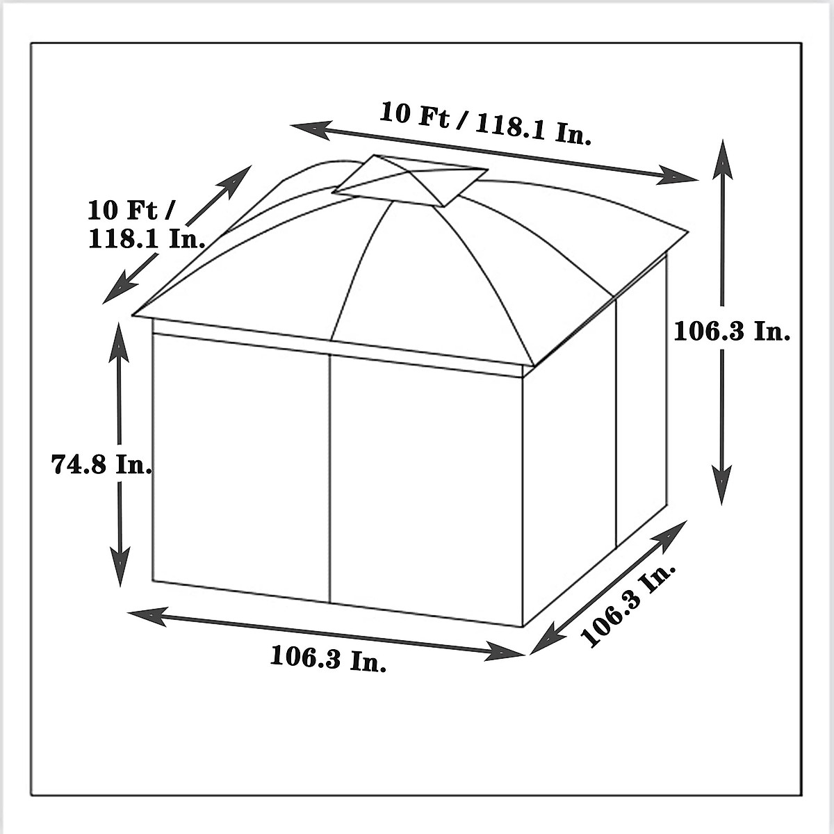 10 X 10ft Hardtop Gazebo, Double Roof Gazebo with Nettings, Outdoor Steel Frame Vertical Stripes Roof Permanent for Patio, Backyard, Lawns,Khaki