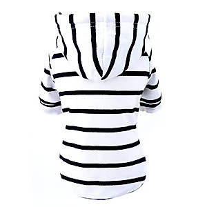 SMALLLEE_LUCKY_STORE Pet Striped Hoodie Sweatshirt Hooded for Small Medium Dog Cat Puppy Pullover French Bulldog Pug Boston Terrier Sweater with Hat Cold Weather Coats Winter Warm Clothes