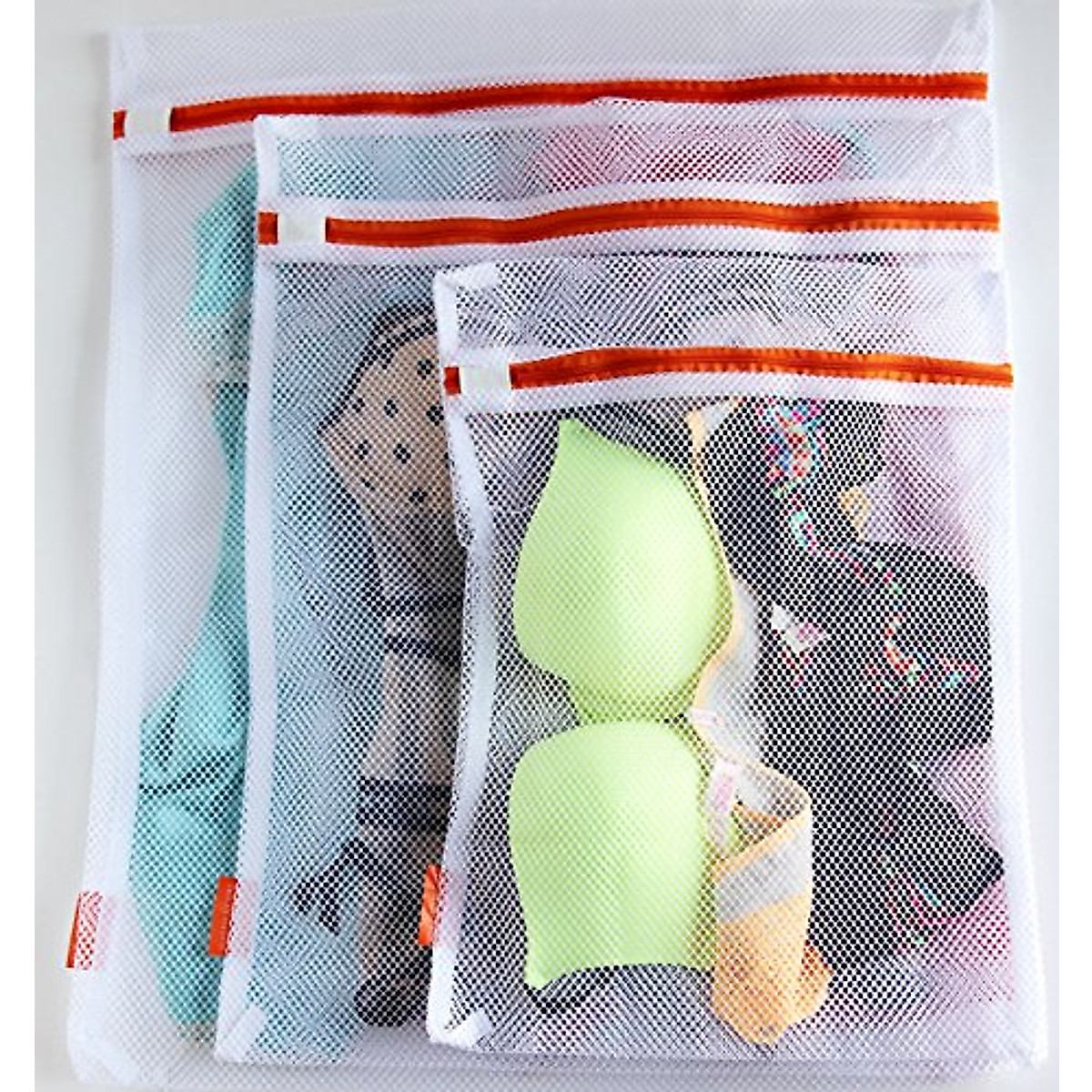 Liphontcta Premium-Quality Breathable Micro Mesh Fabric Lingerie Delicates Bra Underwear Hosiery Washing Bags White Set of 3