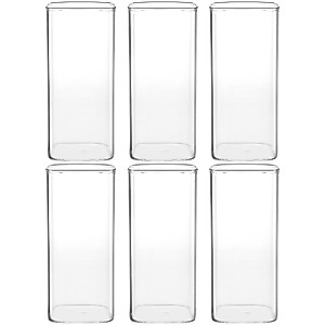 Coloch 6 Pack 13 Oz Drinking Glasses, Square Highball Water Glasses Thin Glass Tumbler Bar Glassware for Wine, Cocktail, Coffee, Milk, Lead-Free Dishwasher Safe