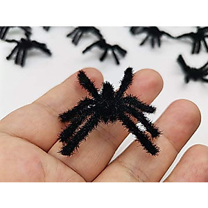 20 PCS Black Realistic Hairy Small Plastic Fake Spiders Scary Joke Prank Toy for Party Favors Creepy Halloween Decoration by Baryuefull