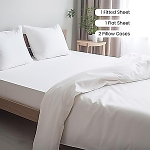 BLUECLANS Twin Size Sheet Set White 1000 Thread Count Egyptian Cotton Sheets 4 Pc Bed Sheet Set 17” Deep Pocket Cooling Sheets Luxury Bedding Sateen Weave Flat, Fitted Sheet, 2 Pillow Cases