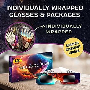 Solar Eclipse Glasses AAS Approved 2024 - [12 Pack] Trusted for Direct Solar Eclipse Viewing - ISO 12312-2 & CE Certified