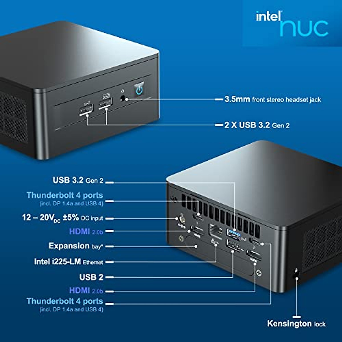 Intel NUC 12 NUC12WSHi7 Wall Street Canyon Mini Computer 12th Gen Intel Core i7-1260P, 12 Cores(4P+8E), 16 Threads, 18MB Intel Smart Cache, Intel Iris Xe Graphics,32GB RAM, 1TB PCIe SSD, Win 11 Pro