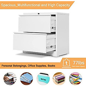 JAORD 2 Drawer Metal Lateral File Cabinet,Lateral Filing Cabinet with Lock for Hanging Letter&F4&A4&Legal Size Folders for Home Office, Assemble Required, White