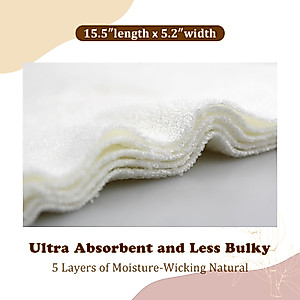 Mama Koala 5-Layer Natural Baby Cloth Diaper Inserts with Snaps, Adjustable and Reusable for Any Baby Cloth Diaper(6 Pack)