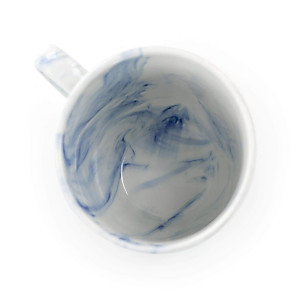 Elama Fine Round Gloss Dinnerware Dish Set, 16 Piece, Blue and White Marble