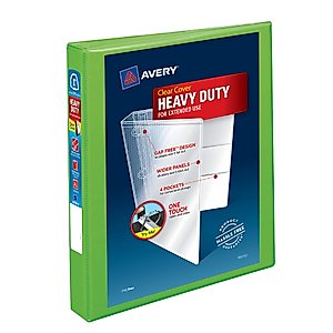 Avery Heavy-Duty View 3 Ring Binder, 1" One-Touch EZD Rings, 1 Chartreuse Binder (79770)
