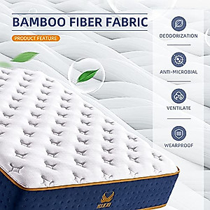 XIZZI Queen Mattress 14 Inch Hybrid Memory Foam Mattress with Pocket Spring for a Peaceful Sleep,Mattress in a Box,Queen 14 Inch Blue