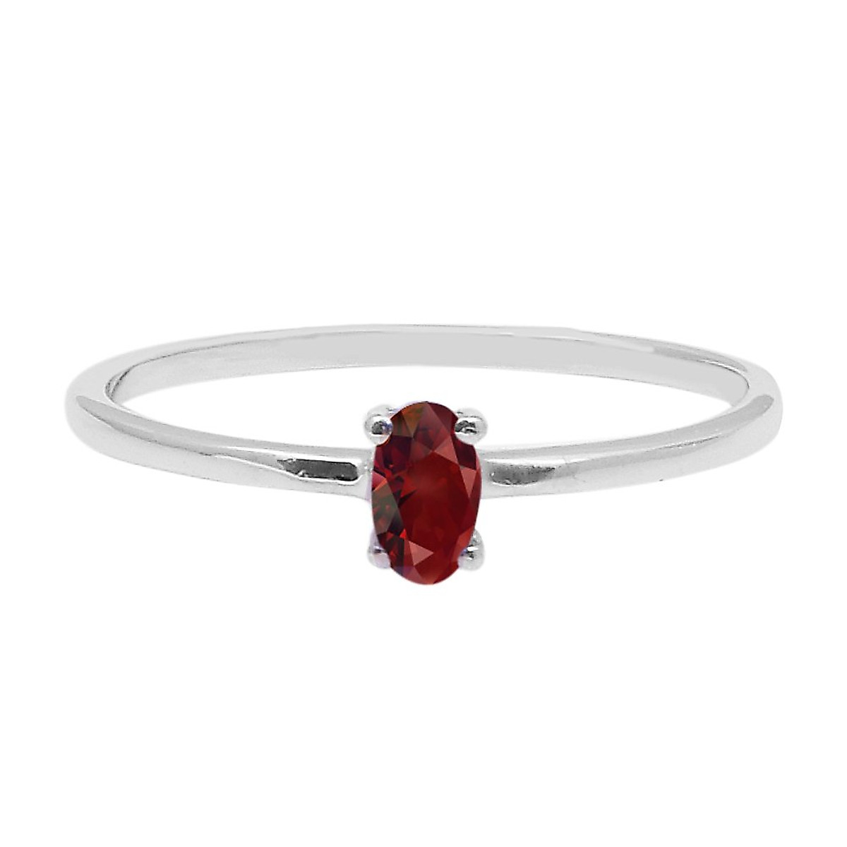 Garnet Stone 925 Sterling Silver Women Wedding Engagement Tiny Ring Stacking Stackable Band (7)