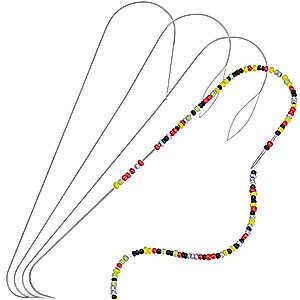 PP OPOUNT 4 Pieces Large Eye Curved Beading Needles with Handle, 5.3 inch Stainless Bead Needle for Bead Spinner Loader, Bead Spinner Needles for String Seed Beads Jewelry Making (Patent Protection)