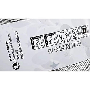 YarnArt Flowers Moonlight Glitter Cotton Yarn, Weight 9.17oz Length 1093 Yards Rainbow Crochet, Metallic Lurex Handknit Shiny, Silvery Cake, Multicolor Cotton,Rainbow Crochet (3253)