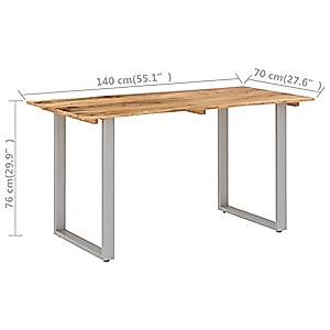 vidaXL Solid Acacia Wood Dining Table Dinner Kitchen Wooden Dinette Dining Room Table Interior Living Room Home Decor Furniture 55.1"