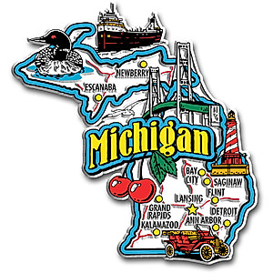 Michigan Jumbo State Magnet by Classic Magnets, 3.7" x 3.9", Collectible Souvenirs Made in The USA