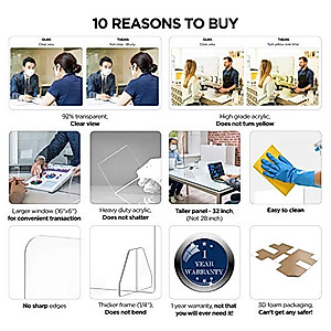 flybold Sneeze Guard for Desk Plexiglass Sheet - Barrier for Counter Acrylic Desk Divider - 92% Transparency Anti Fade Plastic Protective Shields for Office Furniture Partitions 48" X 32"