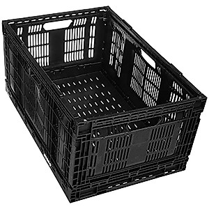 JEZERO Stackable, Collapsible Professional Storage Crate: Grated Wall Utility Storage Baskets for Household Storage and Organization | Black, 23.6" x 15.8" x 11.3” (PN: CC28)