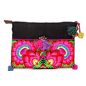 changnoi Fair Trade Thai Artisan Boho Clutch Bag/Ipad Holder Tribal Hmong Embroidered