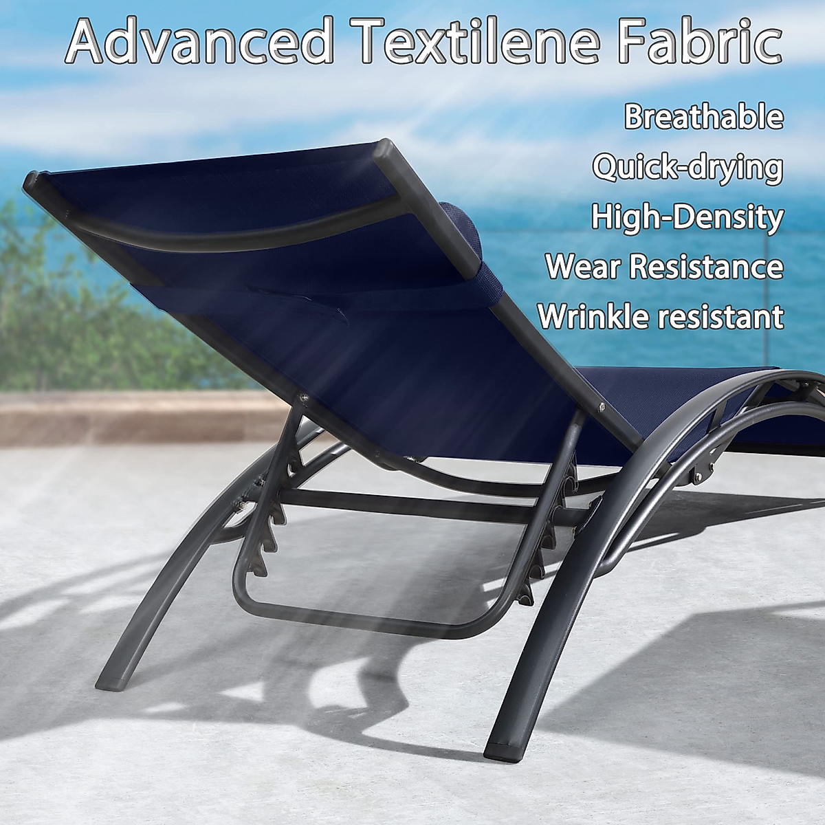 PURPLE LEAF Patio Oversized Chaise Lounge Chair Set with Side Table Pool Adjustable Recliner Chairs for Outside Beach Outdoor Sunbathing Tanning Poolside Lounger Chair