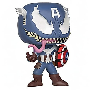 POP Marvel: Venom - Venomized Captain America Funko Pop Vinyl Figure (Bundled with Compatible Pop Box Protector Case), Multicolored, 3.75 inches