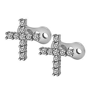 Titanium Dermal Anchor Top Crystal Micro Surface Skin Piercing 16G - Fan - Cross