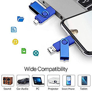 ABLAZE 3-in-1 OTG 64GB Flash Drive for Android Phones Computers Tablets USB 2.0 Type C Flash Drive Micro USB Flash Drive Versatile USB Photo Stick Thumb Drive Memory Stick Pendrive (Blue, 64GB)