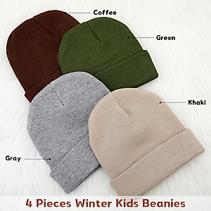 SATINIOR 4 Pieces Spring Baby Beanies Hats 0-36 Months for Unisex Spring Toddler Beanies Girl Boy Hat Warm Cap for Baby(Gray, Khaki, Army Green,Coffee)