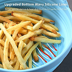 Syaws Silicone Liners,[7.5inch 2Pack] Foldable Pot, Non Stick Food Safe Pad, Replacement of Flammable Parchment Liner Paper for 3 to 5 QT Air Fryer(Red & Blue)