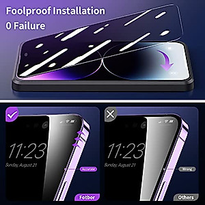 Fotbor for [2+2 Pack] iPhone 14 Pro Max Privacy Screen Protector with Camera Lens Protector, Privacy Screen with Easy Installation Kit, Anti Spy Private Tempered Glass Film 6.7 Inch