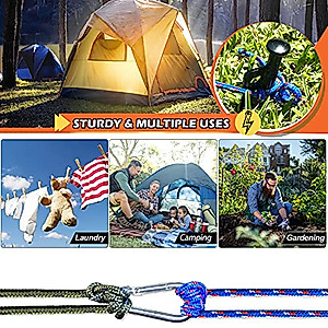 Wellmax Diamond Braided Polypropylene Rope with UV Treatment and Weather Resistant, 4 Pack 3/16 inch x 50ft Multi-Color and 8 Bonus Spring Links