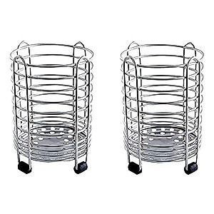 Multipurpose Spoon Holder Stainless Steel Cutlery Holder Round Shape (4"×6½")