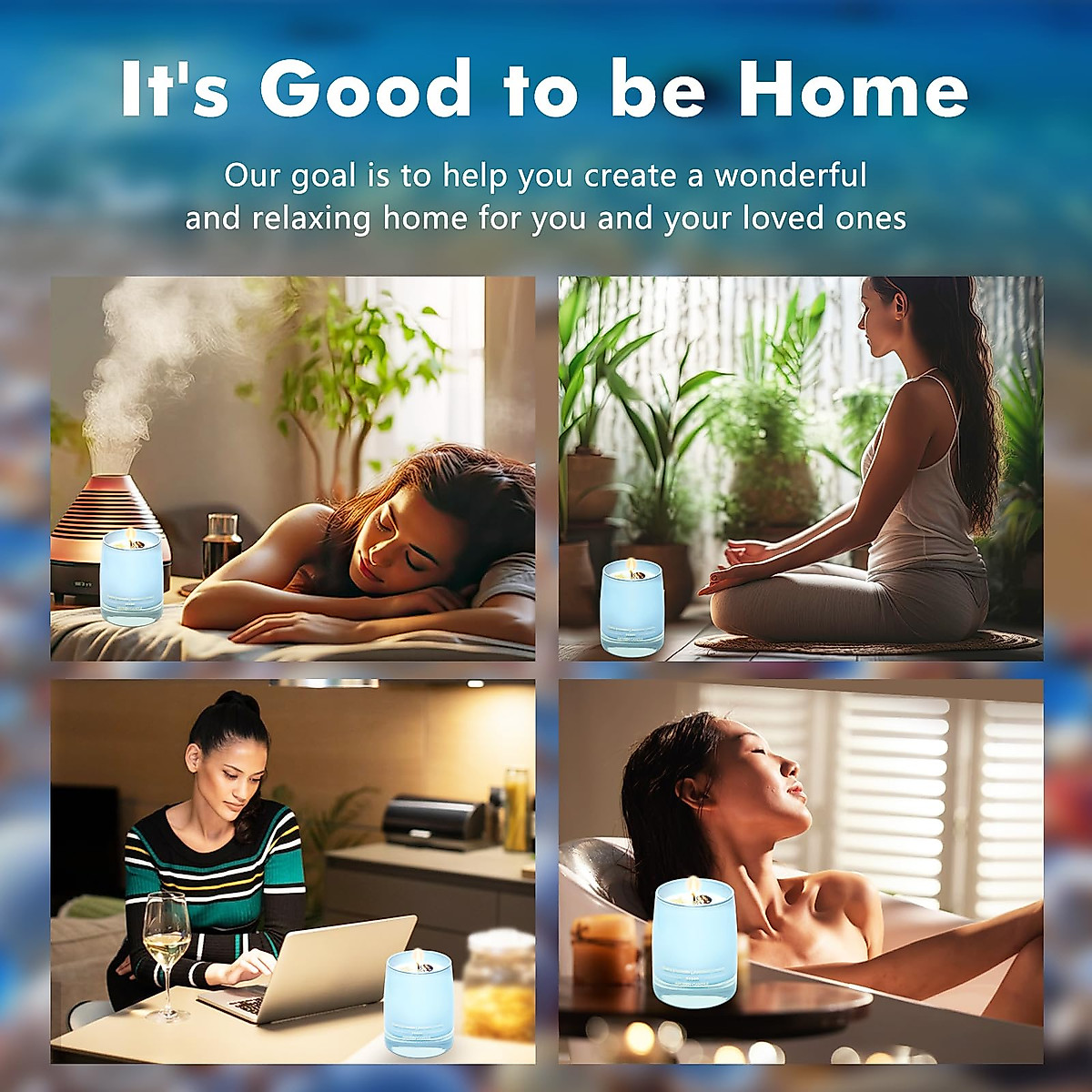 AROZEN Ocean Beach Scented Candles Gifts for Women, Aromatherapy Soy Fall Candles for Home Scented, 10oz Sea Candles with Healing Crystal Inside, Christmas Birthday Gifts Candle for Women Mom Decor