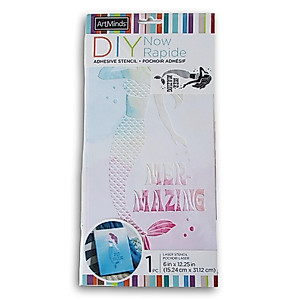 Craft Supply Mermaid Stencil - Adhesive Laser-Cut Reusable Stencil - 12.25 Inches, White