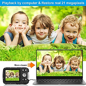 Waterproof Digital Camera 1080P 21MP Underwater Kids Camera with 2.8" LCD Screen 8X Digital Zoom Rechargeable Point and Shoot Camera Compact Portable Digital Camera for Kids Students,Teens Blue