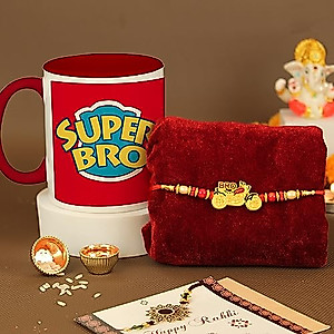 TIED RIBBONS Rakhi for Brother with Coffee Mug (10 Oz) Gift Set | Rakshabandhan Rakhi Bracelet for Brother |Rakhi Card | Roli Chawal Tika