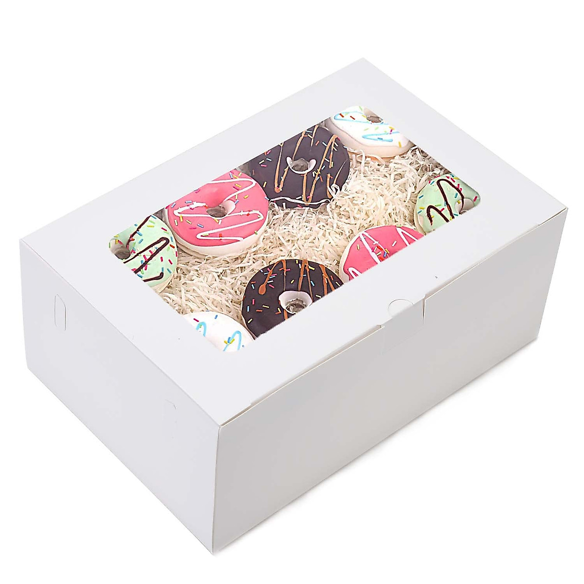 10-Set Cupcake Boxes with Inserts and Window Hold 6 Cupcakes,Cupcake Containers Bakery Cake Box,Pastry Carrier For Donut Cookie Treat Muffin Chocolate Bombs,9.4x6.3x3.9 In