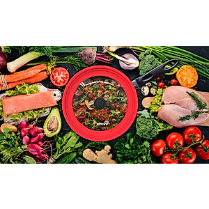 Universal Lid for Pots and Pans, Silicone Lids for Pots and Pans, Pan Lids, [Pack of 2], Frying Pan Cover- Replacement Lids Fits 7-12 inch, Black & Red