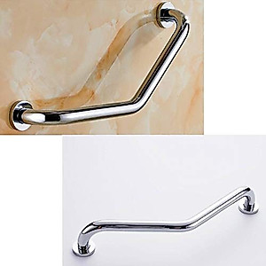 CRODY Bath Wall Attachment Handrails Grab Bar Rails Curved Stainless Steel Grab Rails,Bathtub Shower Aids Grab Bar,Safety Anti-Slip Rust Banisters, Wall Mounted Towel Rack,Support Handle for Elderly D
