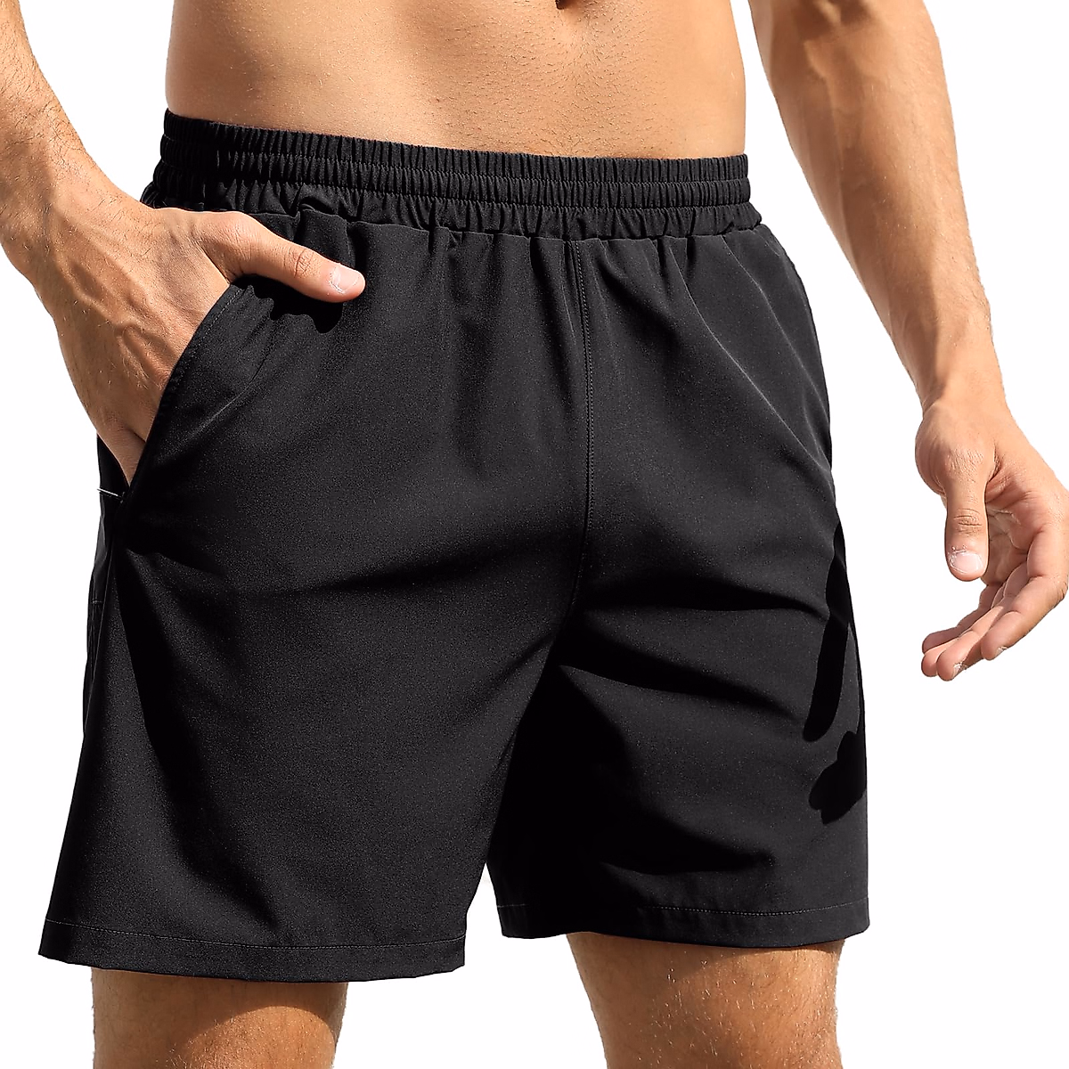 GRAMVAL Running Shorts 6" Quick Dry Gym Athletic Workout Shorts for Men with Pockets Black