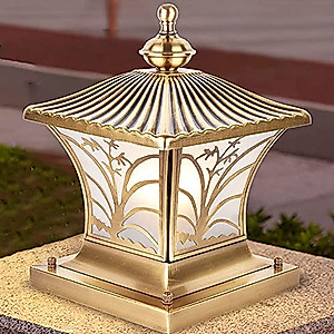 TANKKWEQ Home Garden Outside Stigma Light, Europe Retro Pedestal Lamp Die-cast AluminumLandscape Safety Column Lighting American Fence Lantern E27 Decor