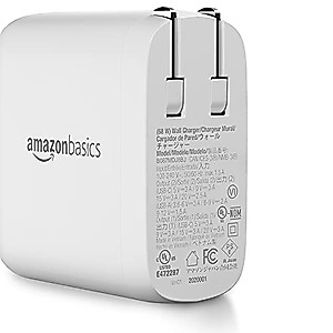 Amazon Basics 68W Two-Port GaN Wall Charger with 1 USB-C (60W) & 1 USB-A Ports (18W) with PD for Laptops, Tablets & Phones (iPhone 15/14/13/12/11/X,iPad,MacPro, Samsung, & more), non-PPS, White