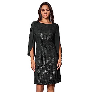 GRACE KARIN Women Shimmer Sequin Dresses Evening Dress Wedding Guest Dresses Black L
